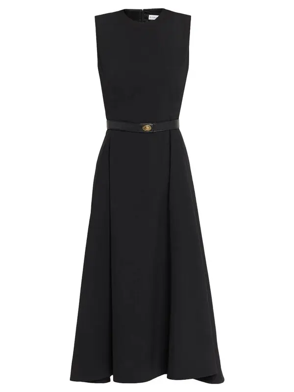 Burberry Amelia Sleeveless Belted Wool Twill Midi Dress - Black