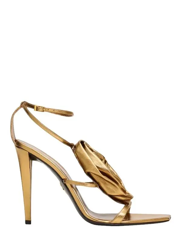 GIUSEPPE ZANOTTI Flower Metallic Leather Ankle-strap Sandals - Bronzo