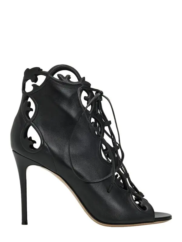 GIANVITO ROSSI 95mm Nappa Leather Lace-up Booties - Black