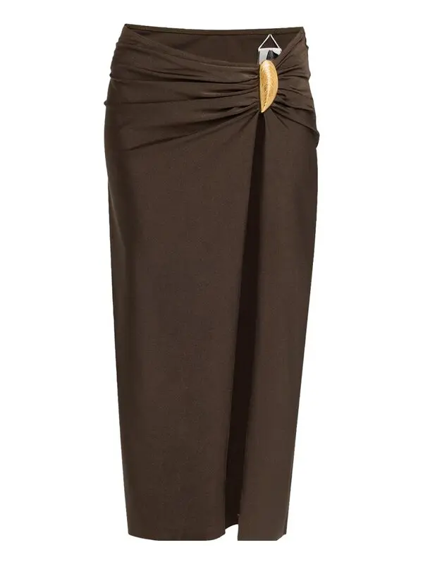 Simkhai Eiana Shell Midi Skirt - Chocolate