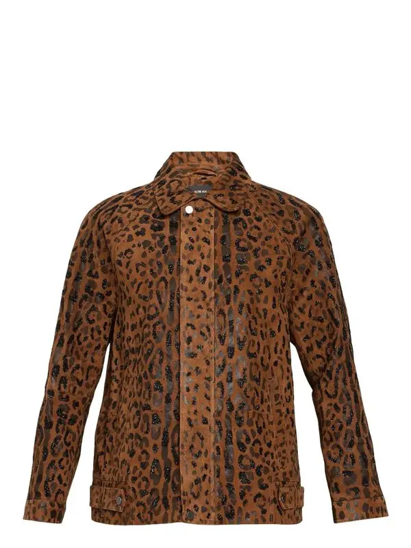 Kobi Halperin Lana Beaded Animal-print Suede Jacket - Brown Multi