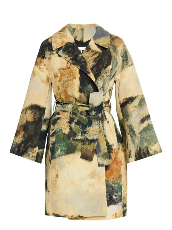 Libertine Modernist Lands Silk Vienna Wrap Coat - Brown Multi