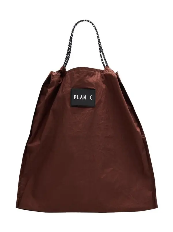 Plan C Cotton Shopping Tote Bag - Brown