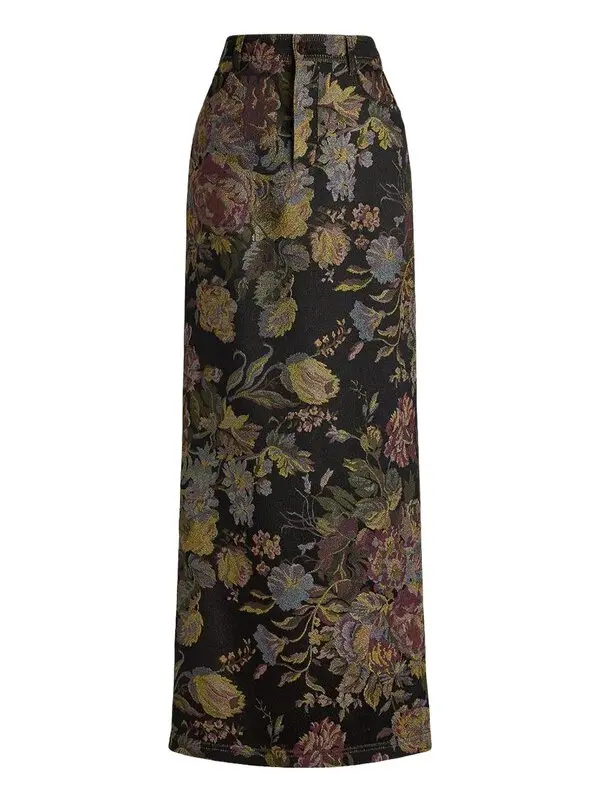 Ralph Lauren Fontaine Floral Jacquard Skirt - Brown