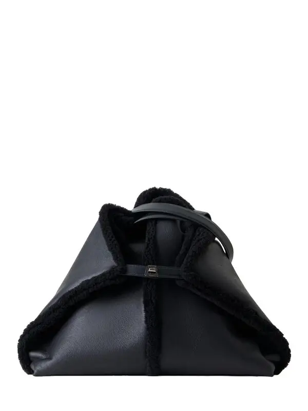 Akris Ai Reversible Leather And Shearling Tote Bag - Black