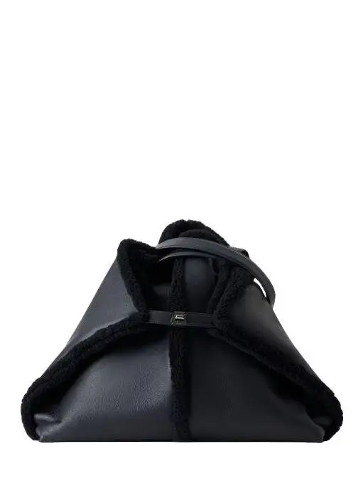 Akris Ai Reversible Leather And Shearling Tote Bag - Black