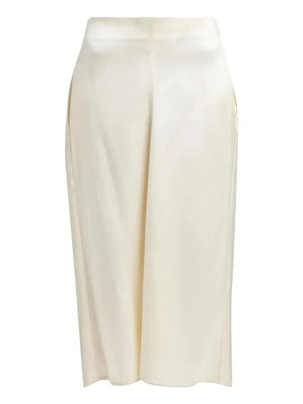 Bottega Veneta V-waist Satin Midi Skirt - Parchment
