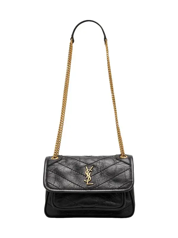 Saint Laurent Niki Mini Vintage Leather Shoulder Bag - Black