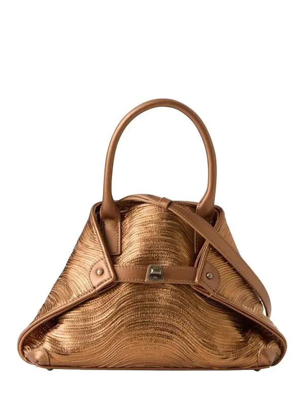 Akris Ai Little Wavy Metallic Leather Top-handle Bag - Bronze