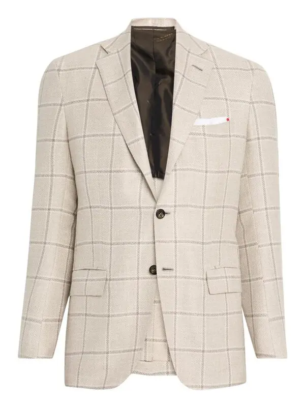 Kiton Windowpane Sport Jacket - Tan