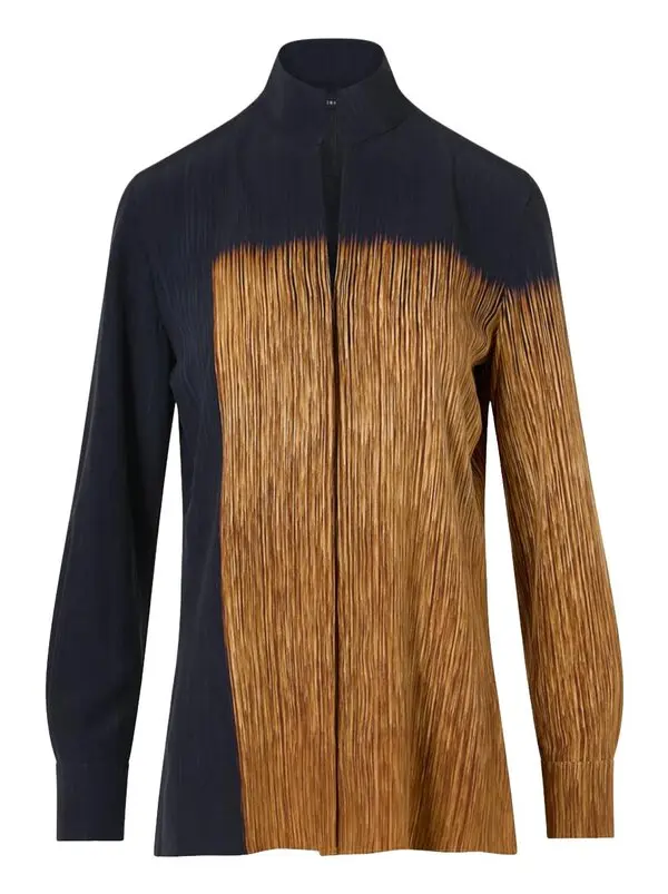 Akris Oro Lienzo Silk Crepe Tunic Blouse - Black/brown