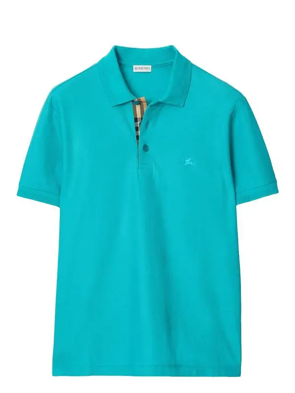 Burberry Check-placket Slim Fit Cotton Polo Shirt - Atom