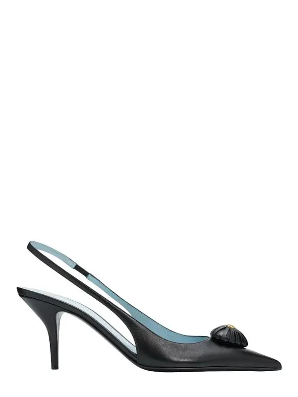 Valentino Garavani 75mm Coeur Royal Leather Slingback Pumps - Black