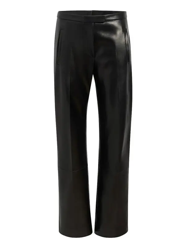 Khaite Miles Leather Straight-leg Pants - Black