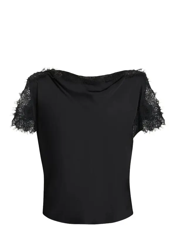 A.L.C. Luna Lace-trim Satin Top - Black