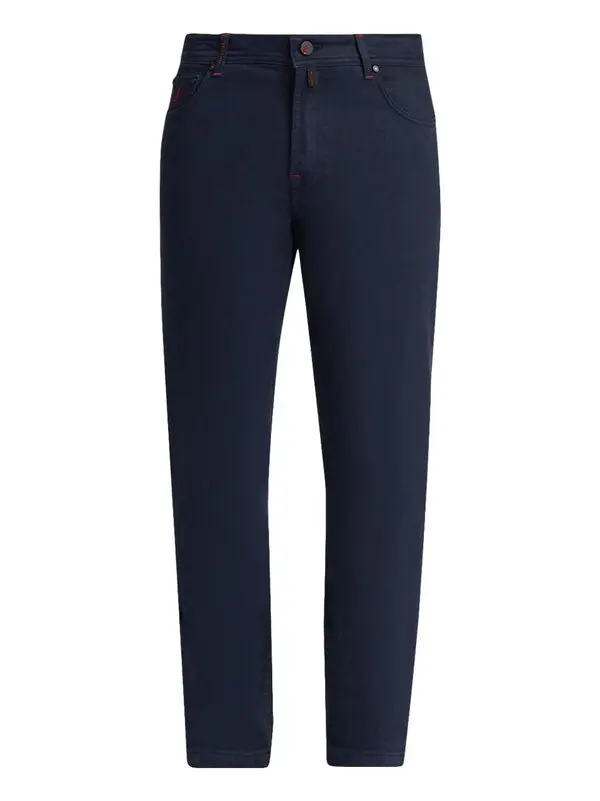 Kiton Straight Leg Cotton-stretch Five-pocket Pants - Navy
