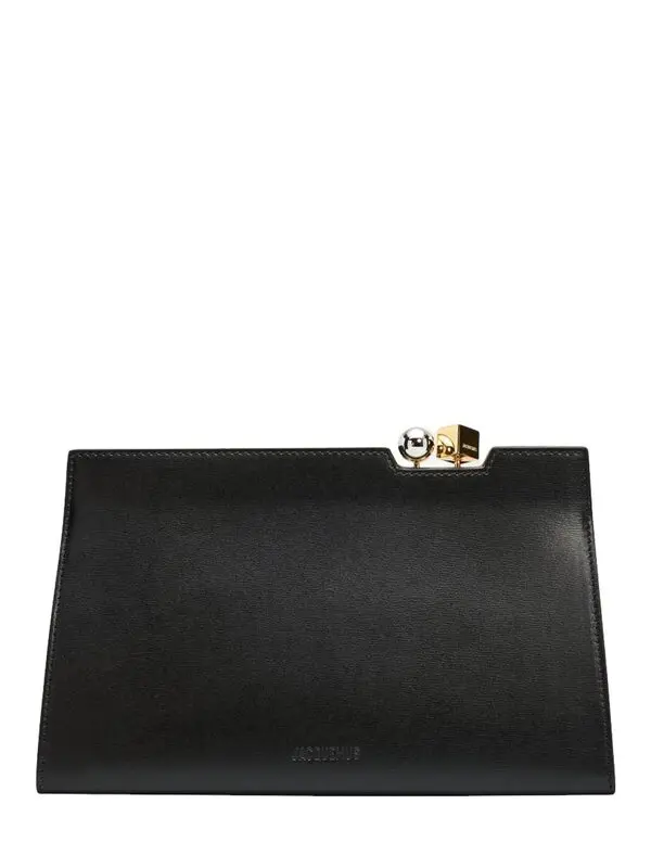 Jacquemus Le Salon Rond Carre Leather Clutch Bag - Black