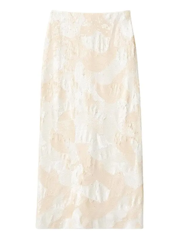 Lafayette 148 New York Straight Sequin Midi Skirt - Cloud Multi