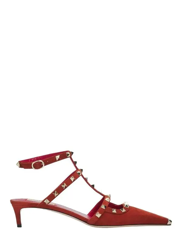 Valentino Garavani 40mm Rockstud Suede Pumps - Rust