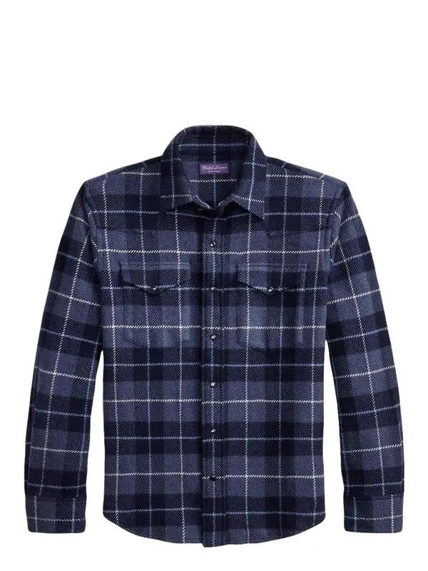 Ralph Lauren Purple Label Plaid Cashmere Western Shirt - Green