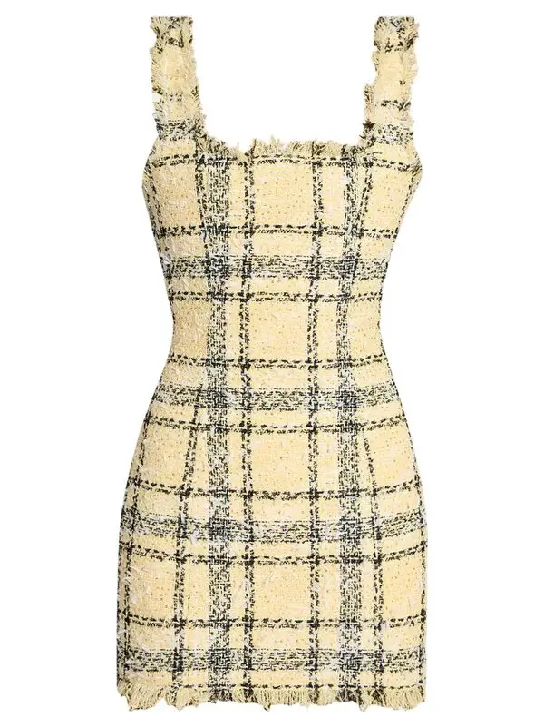 Balmain Check Paillette Tweed Sleeveless Mini Dress - Multicolor