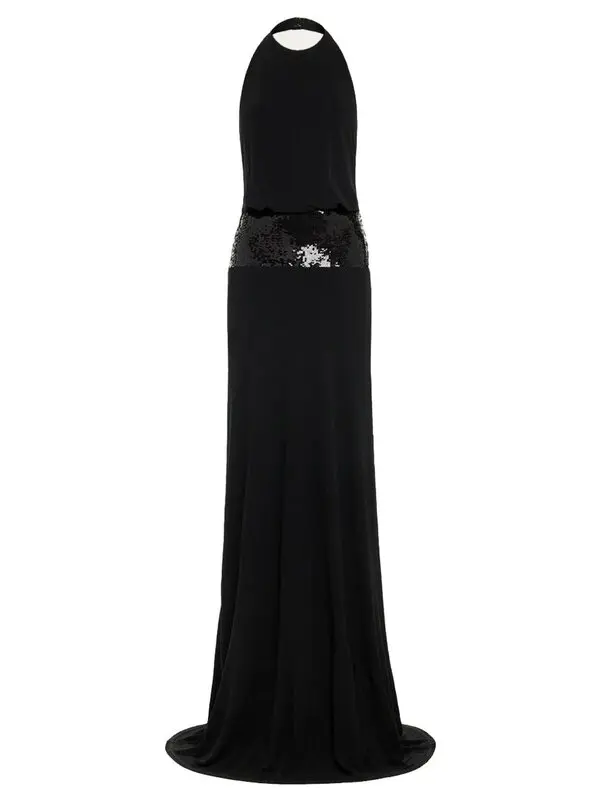 Ramy Brook Theresa Sequined Halter Gown - Black