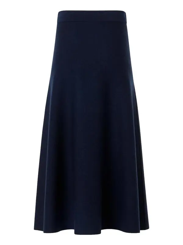 Akris Stretch-wool A-line Midi Skirt - Navy