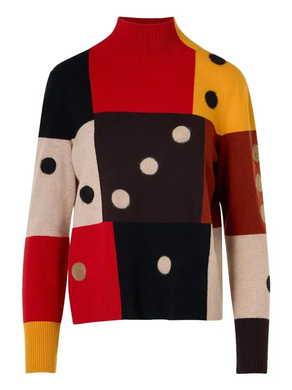 Akris Dice Intarsia Colorblock Wool-cashmere Sweater - Multicolor