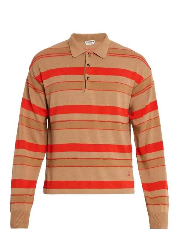 JW Anderson Multi-stripe Knit Rugby Shirt - Biscuit