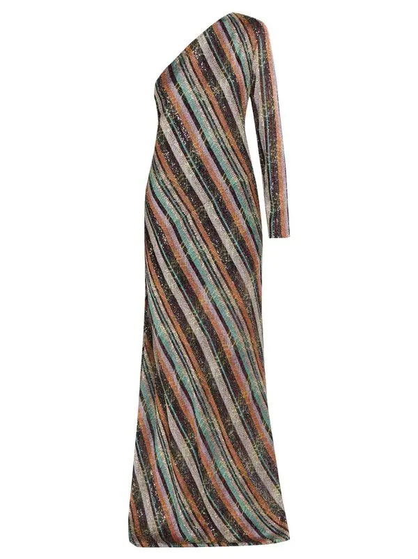Missoni Sequined Long One-shoulder Dress - Dark Multi