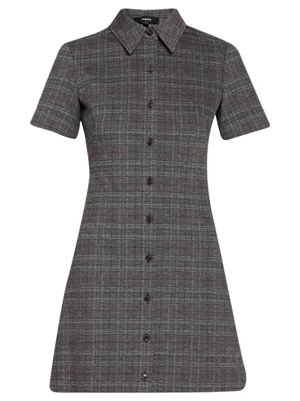 Theory Easy A-line Glen Plaid Mini Dress - Wine Multi