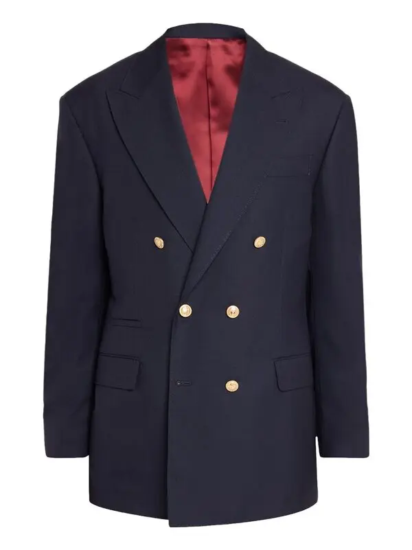 Brunello Cucinelli Virgin Wool Double-breasted Jacket - Navy
