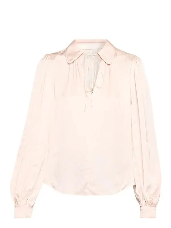 Alice + Olivia Roanne Tie-front Satin Blouse - Blush