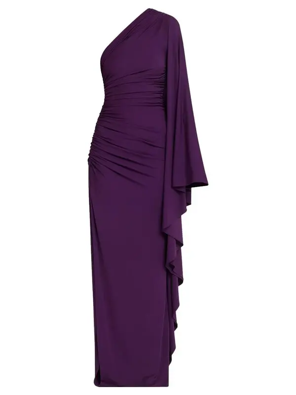 Michael Kors Draped One-shoulder Column Gown - Amethyst