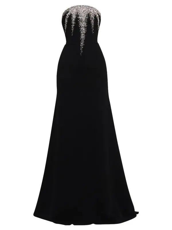 Naeem Khan Strapless Crystal-embellished Crepe Fit-&-flare Gown - Black/silver
