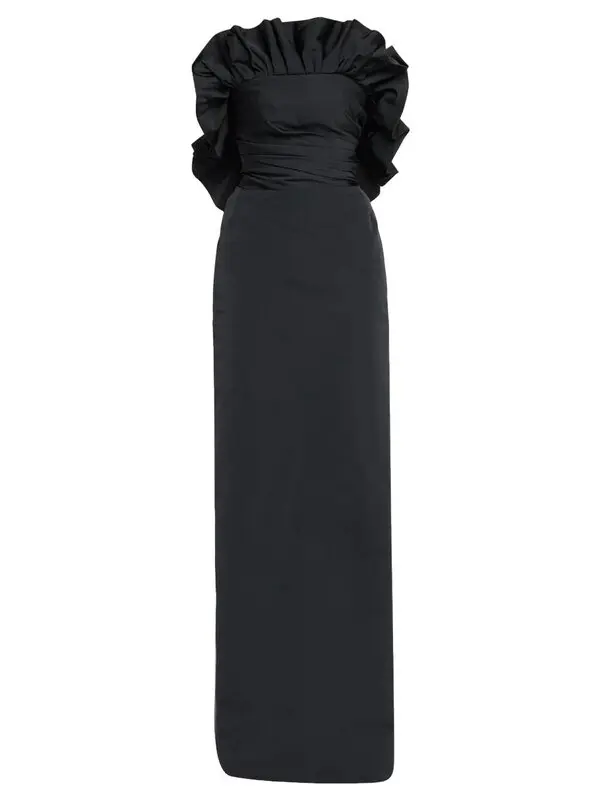 Prabal Gurung Strapless Ruffle Faille Column Gown - Black