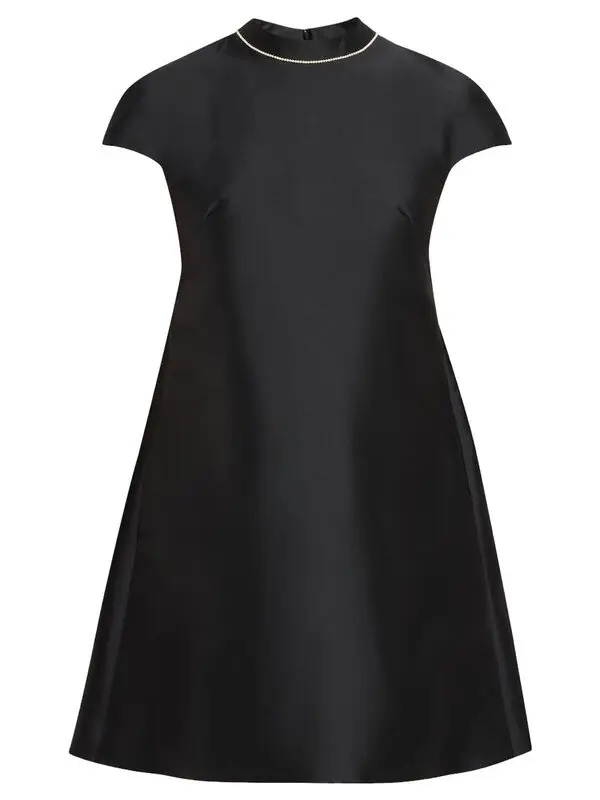 Prabal Gurung Pearly-trim Cap Sleeve Mini Dress - Black
