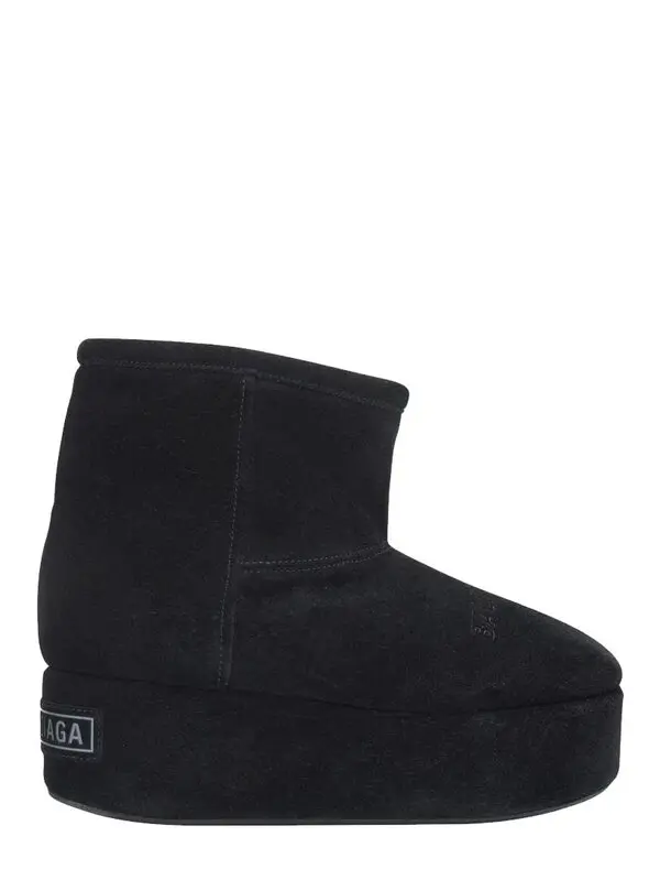 Balenciaga Alaska Platform Suede Ankle Booties - Black