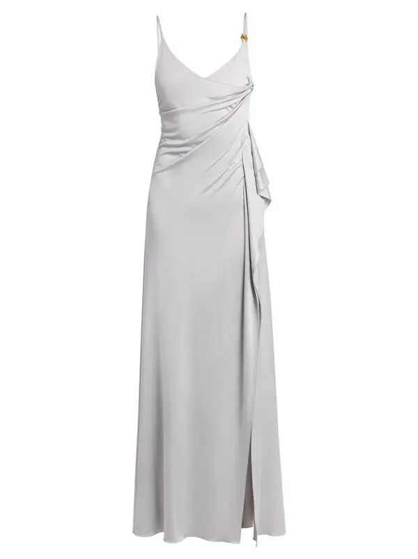 Versace Draped Satin Viscose Gown - Silver
