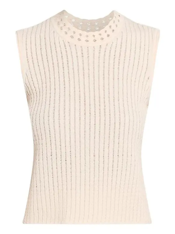 JASON WU Openwork Cable Knit Sleeveless Sweater - Plaster