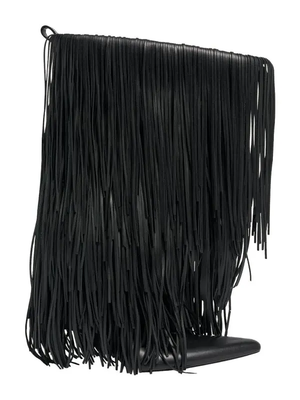 Balenciaga Avenue Fringe Leather Booties - Black