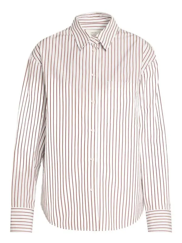 Loulou De Saison Maud Oversized Striped Shirt - Dark Red L