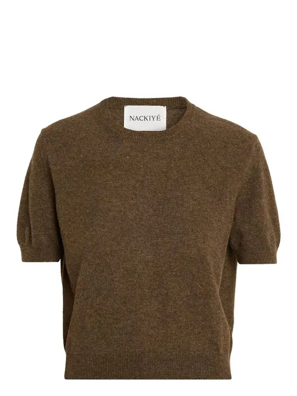 NACKIYE Pearl Cashmere Short-sleeve Sweater - Chestnut