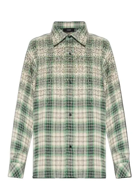 Amiri Studded Check Shirt - Gray