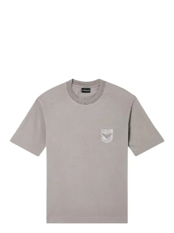Emporio Armani Heavy Jersey T-shirt With Shield Embroidery - Grey