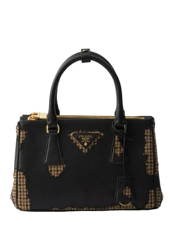 Prada Galleria Small Nappa Leather And Wool Bag - Black