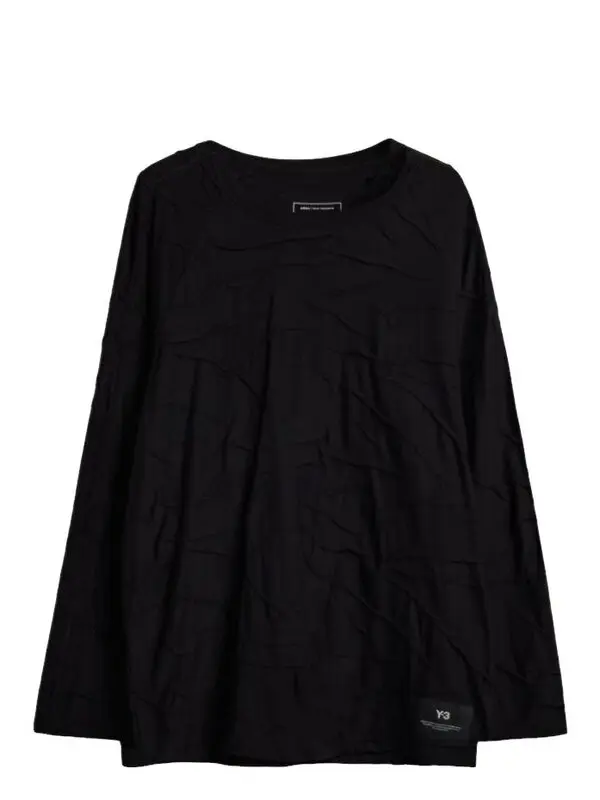 Y3 Pleated Oversized Long-sleeve T-shirt - Black