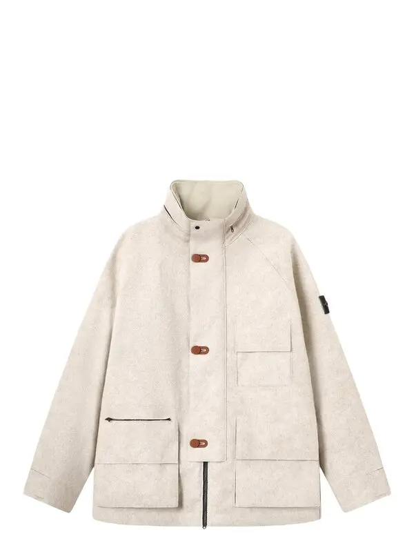 Stone Island Short Down Parka With Hood Insert - Biscuit