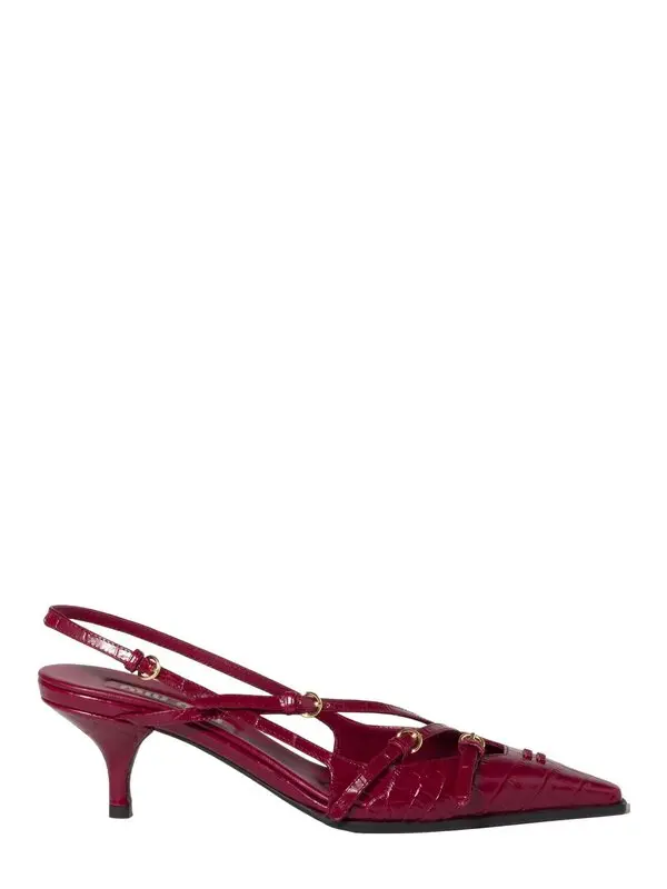 Miu Miu Croco-print Slingback Pumps - Cherry Red
