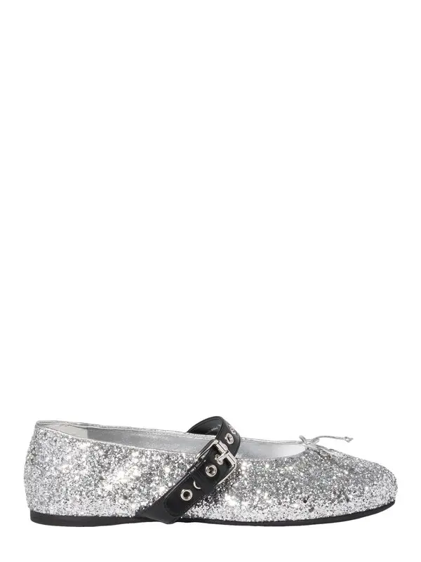 Miu Miu Glitter Ballerinas - Silver